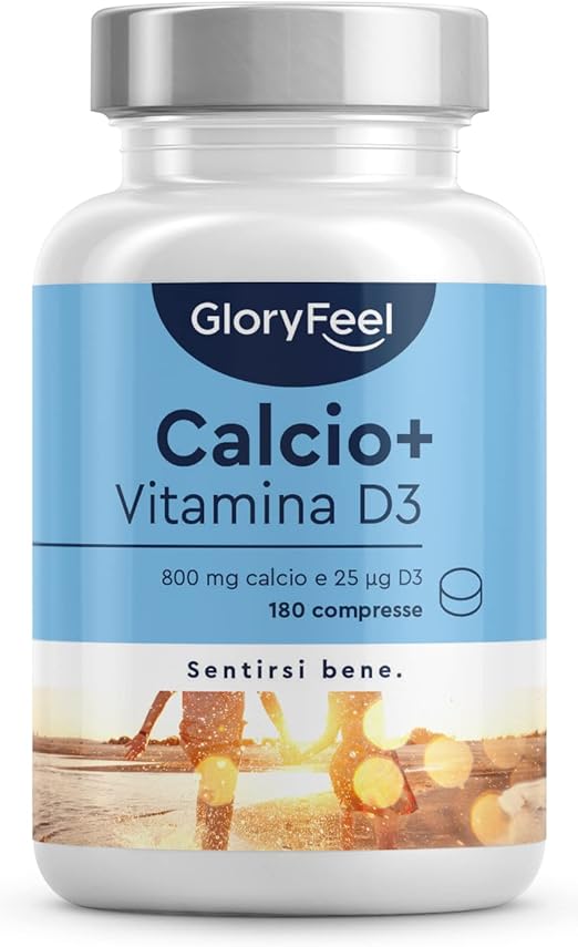 Integratore Calcio e Vitamina D3, 180 Compresse (Scorta per 3 Mesi ...