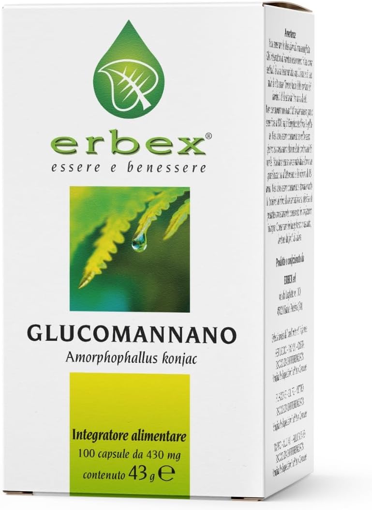 ERBEX - Integratore Glucomannano Forte, Puro Vegano Estratto dalla ...