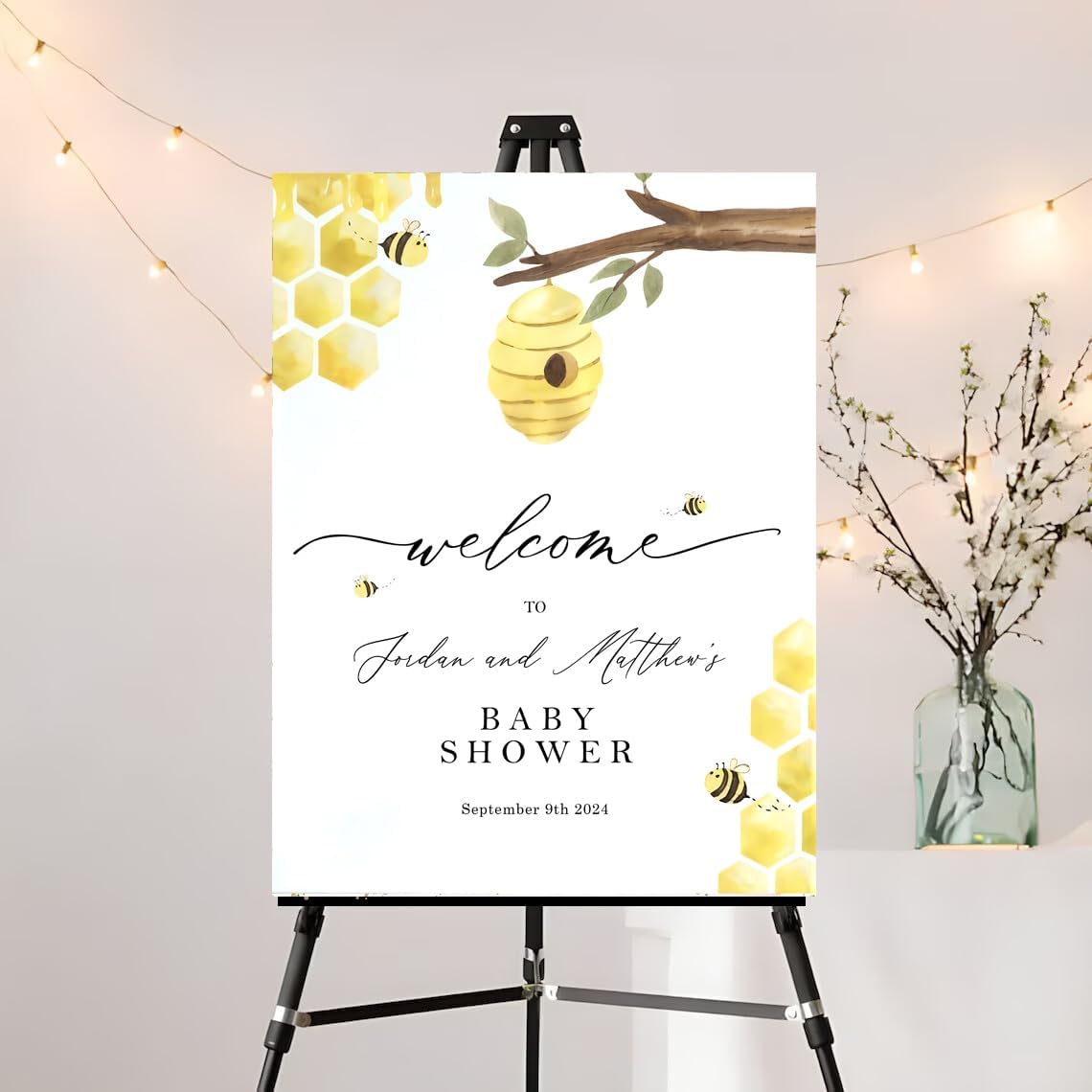 Amazon.com: Editable Honey Bee Baby Shower Welcome Signs, Sweet As Can ...