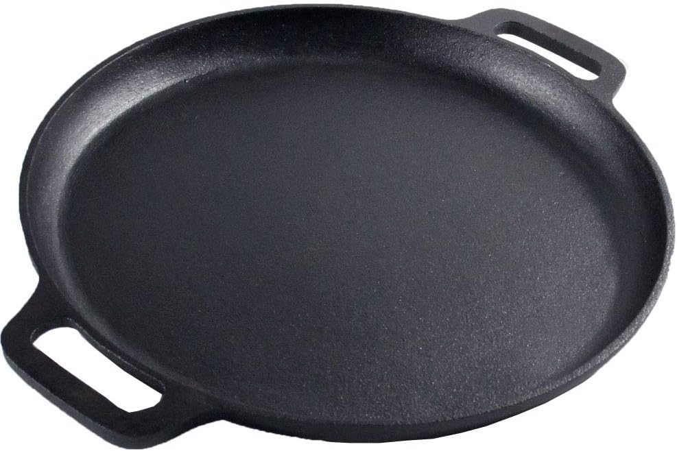 Cast Iron Skillet Pan, Pre-Seasoned Round Griddle Pan for Pancakes, BBQ ...
