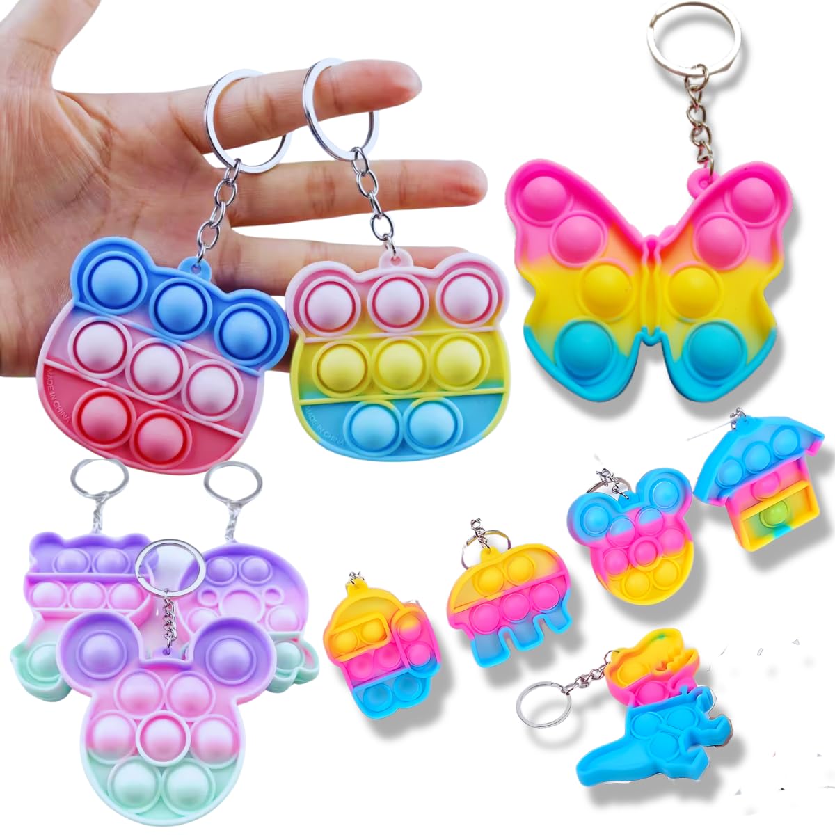 IncyWincy Silicone Popit Keychain (Pack of 24), Sensory Stress Relief ...