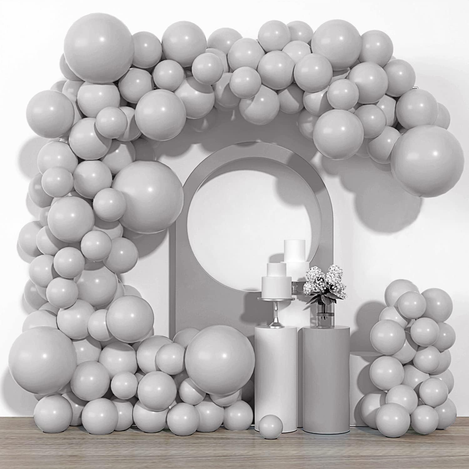Amazon.com: Pastel Grey Balloon Garland Kit Gray Balloons 5/10/12/18 ...