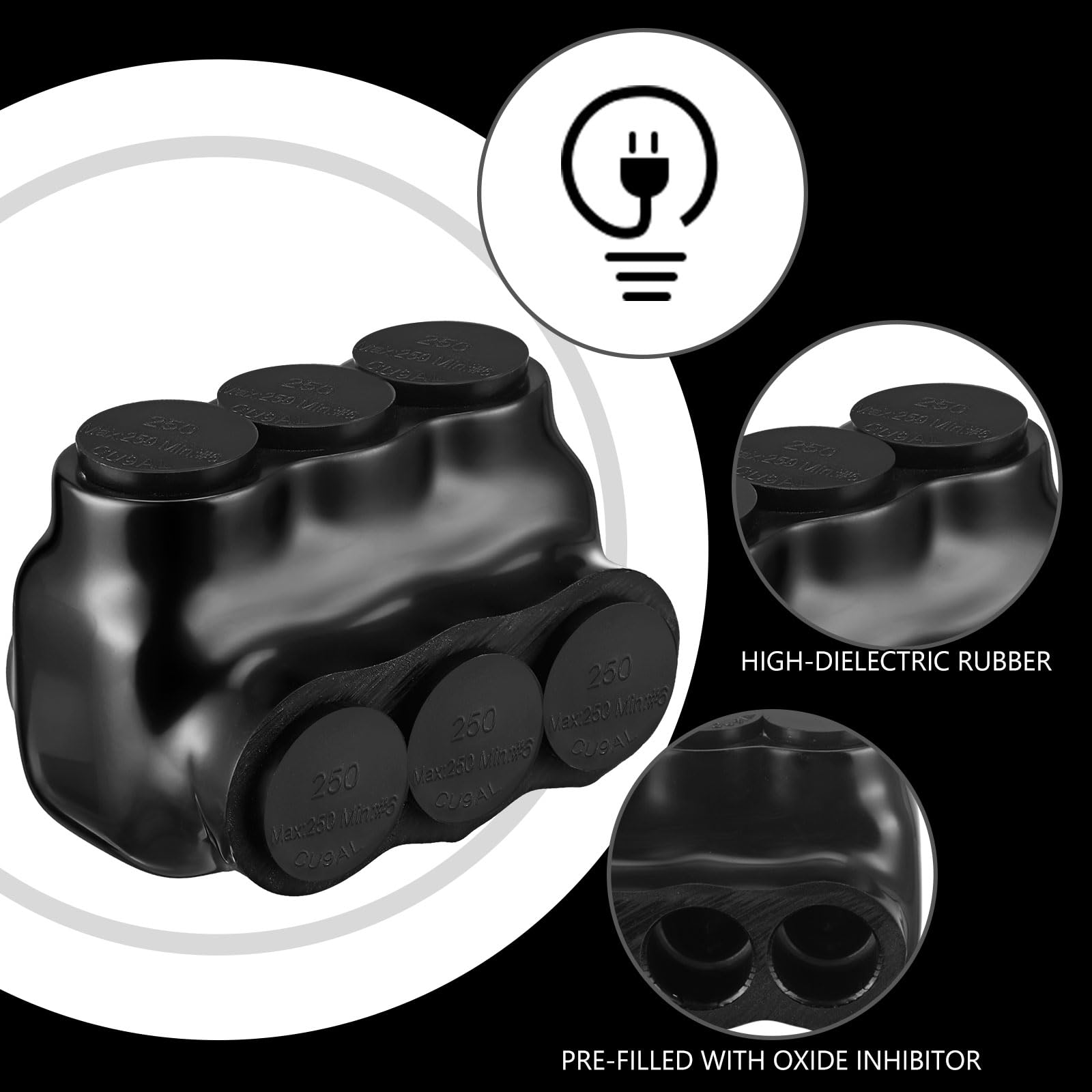 Snapklik.com : Kanayu 3 Pack Multi Cable Connector Black Insulated 3 ...