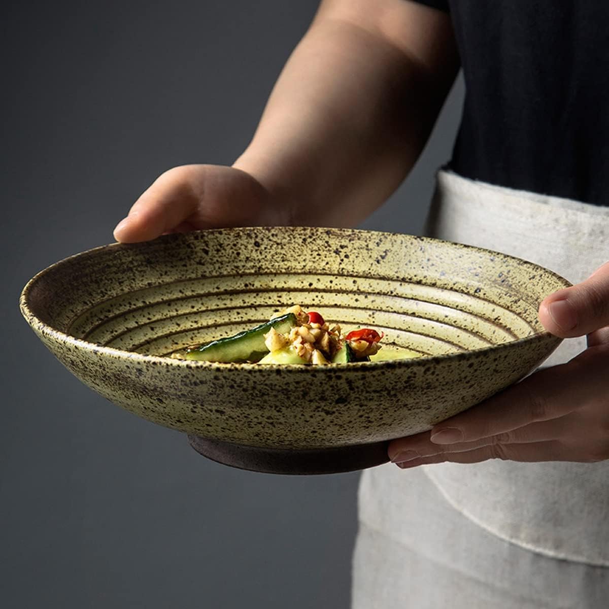 Amazon.com | Stoneware Ramen Bowl, Japanese Style Retro Thread Soup ...