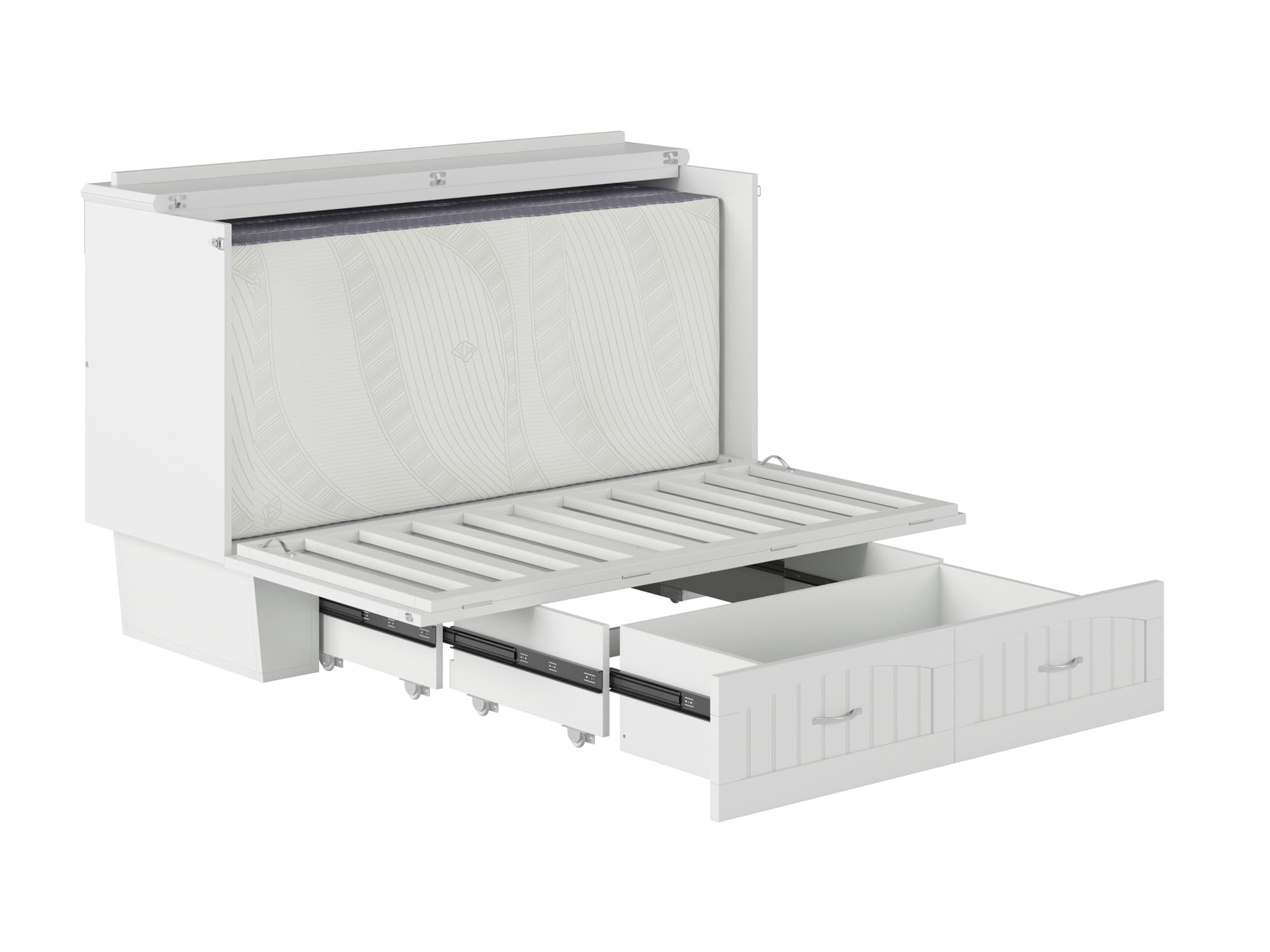 AFI, Nantucket Queen Murphy Bed Chest with Mattress, Storage Drawer and ...