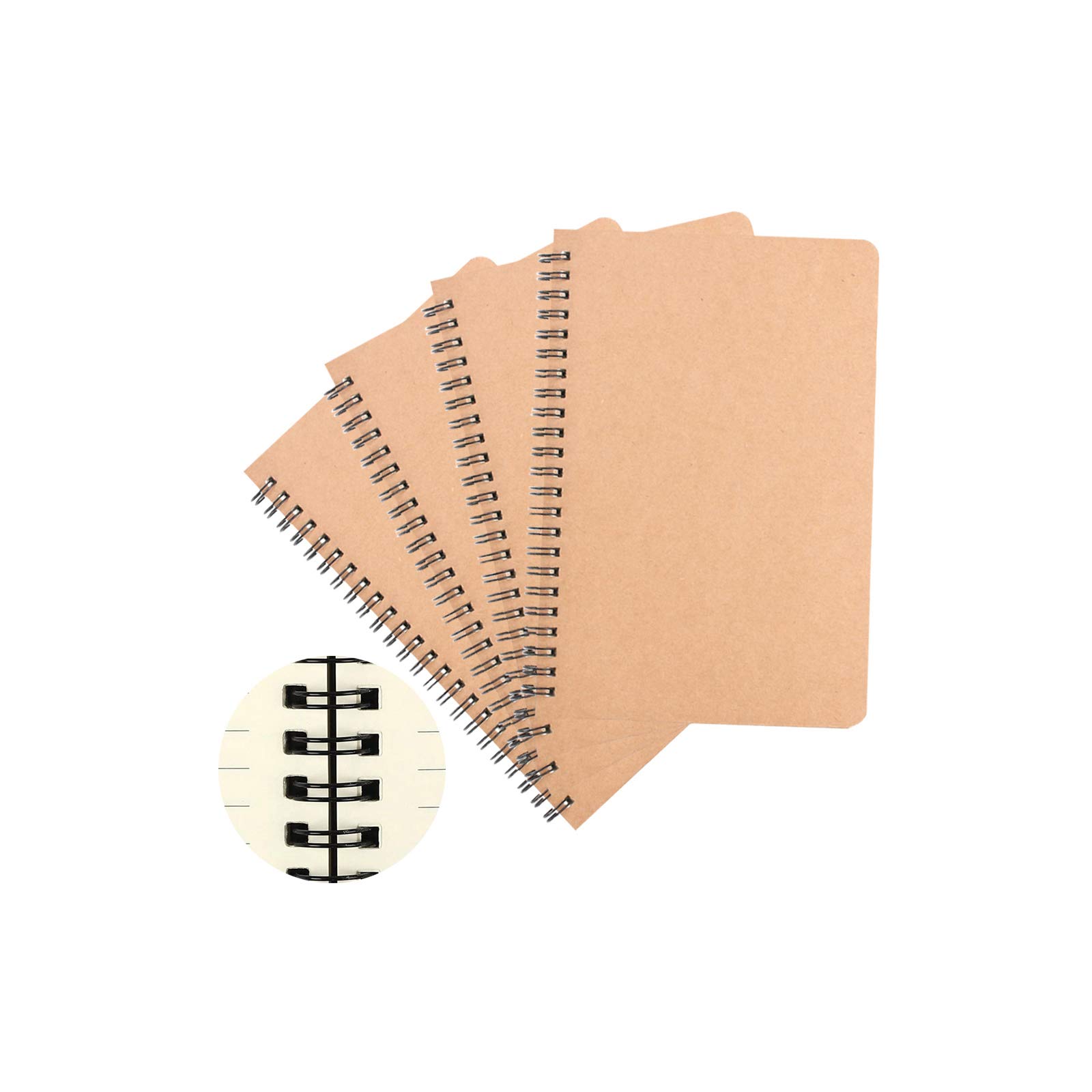 Buy Ziyero Small A5 Spiral Notepad Set Classic Brown Lined Paper ...