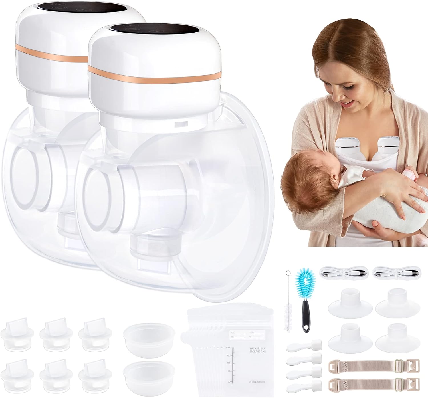 Breast Pump, Double Wearable Electric Breast Pump, Hands Free Breast ...
