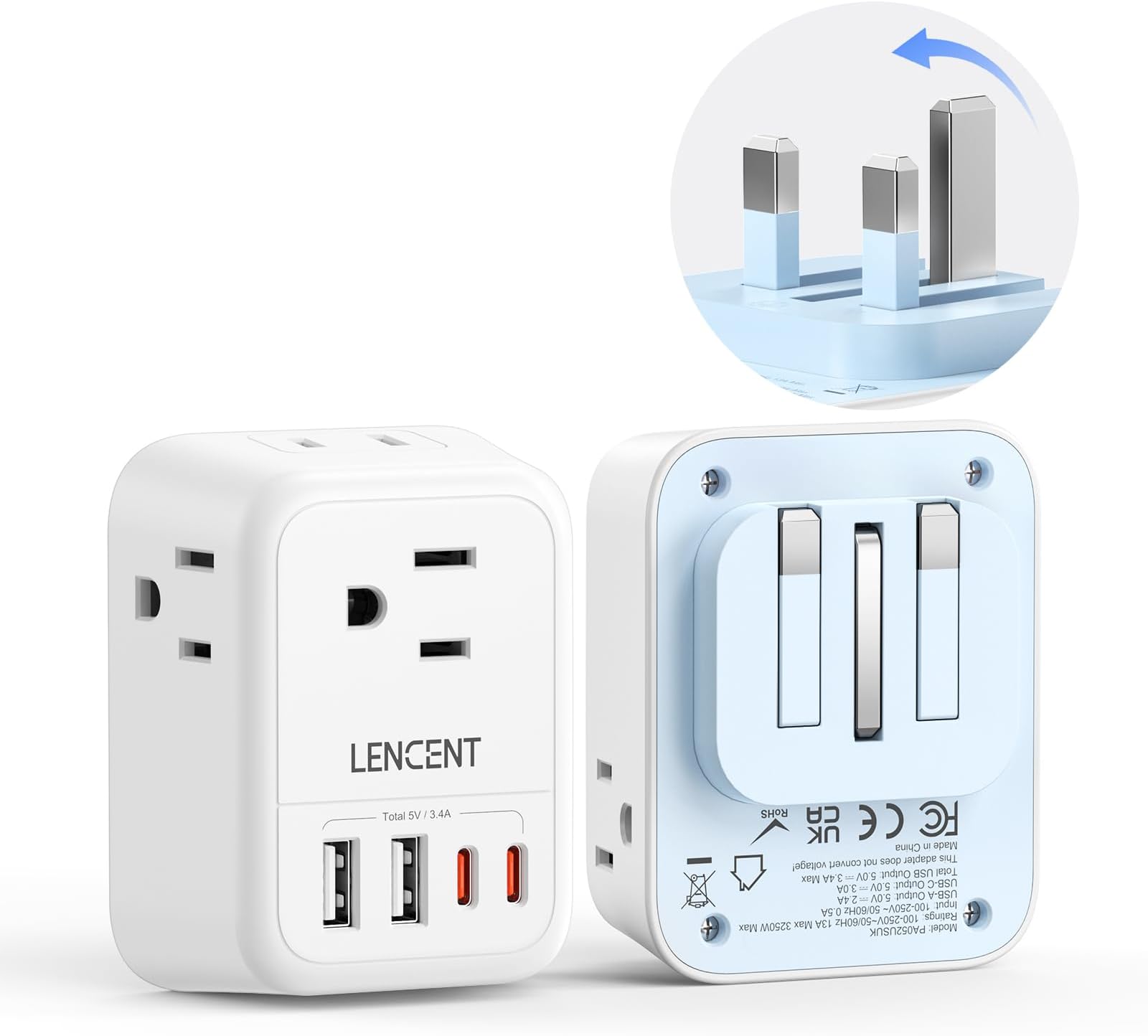 Amazon.com: US to UK Plug Adapter 3 Pack, Addtam Type G Travel Plug ...