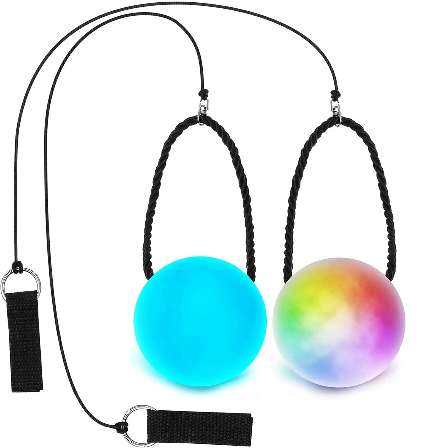 JUNRU LED Poi Balls 2 Pieces, Light Spinning Flow Ball Toy, Multi Color ...