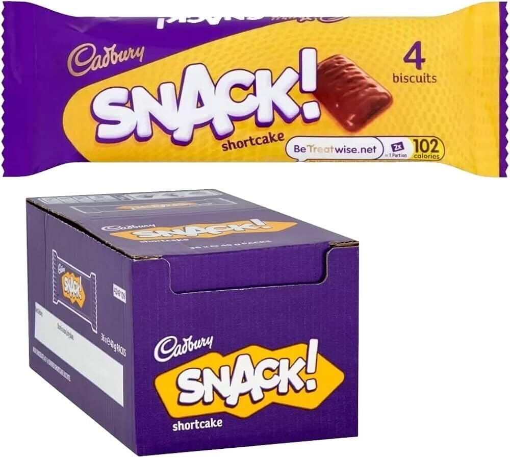 Cadbury Snack Shortcake Chocolate Biscuit 40g x Case of 36 | shortcake ...