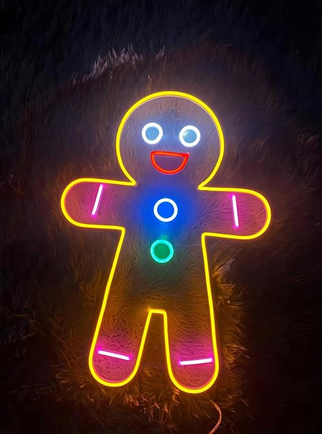 Gingerbread Man Neon Sign LED Neon Signs for Wall Decor Handmade ...