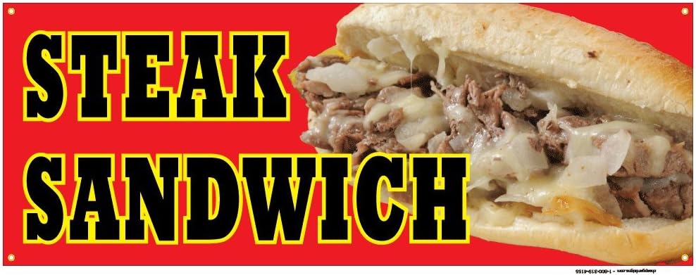 Amazon.com : Steak Sandwich Banner Grilled Hoagie Steak Concession ...