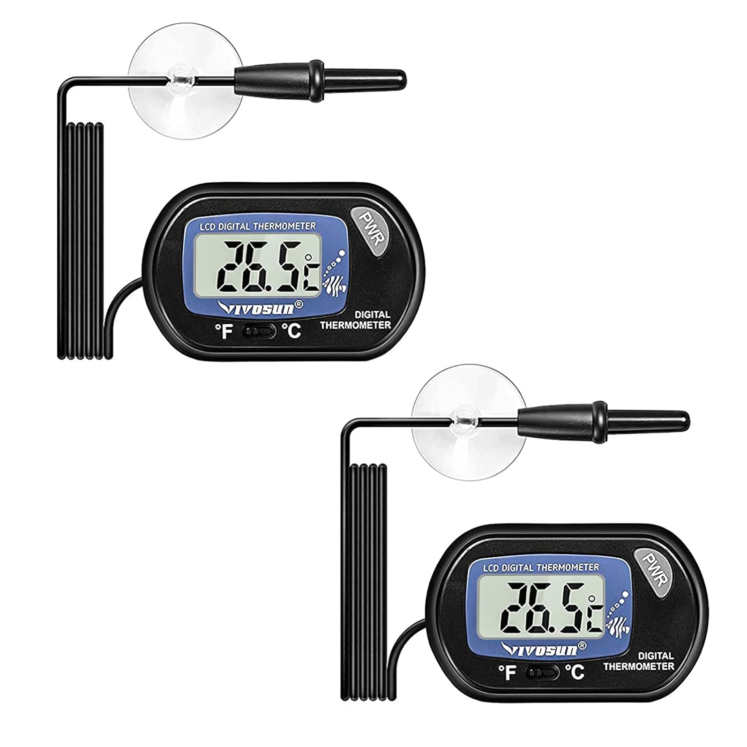 2pcs Aquarium Thermometer, ARCELI Waterproof LCD Digital Thermometer ...