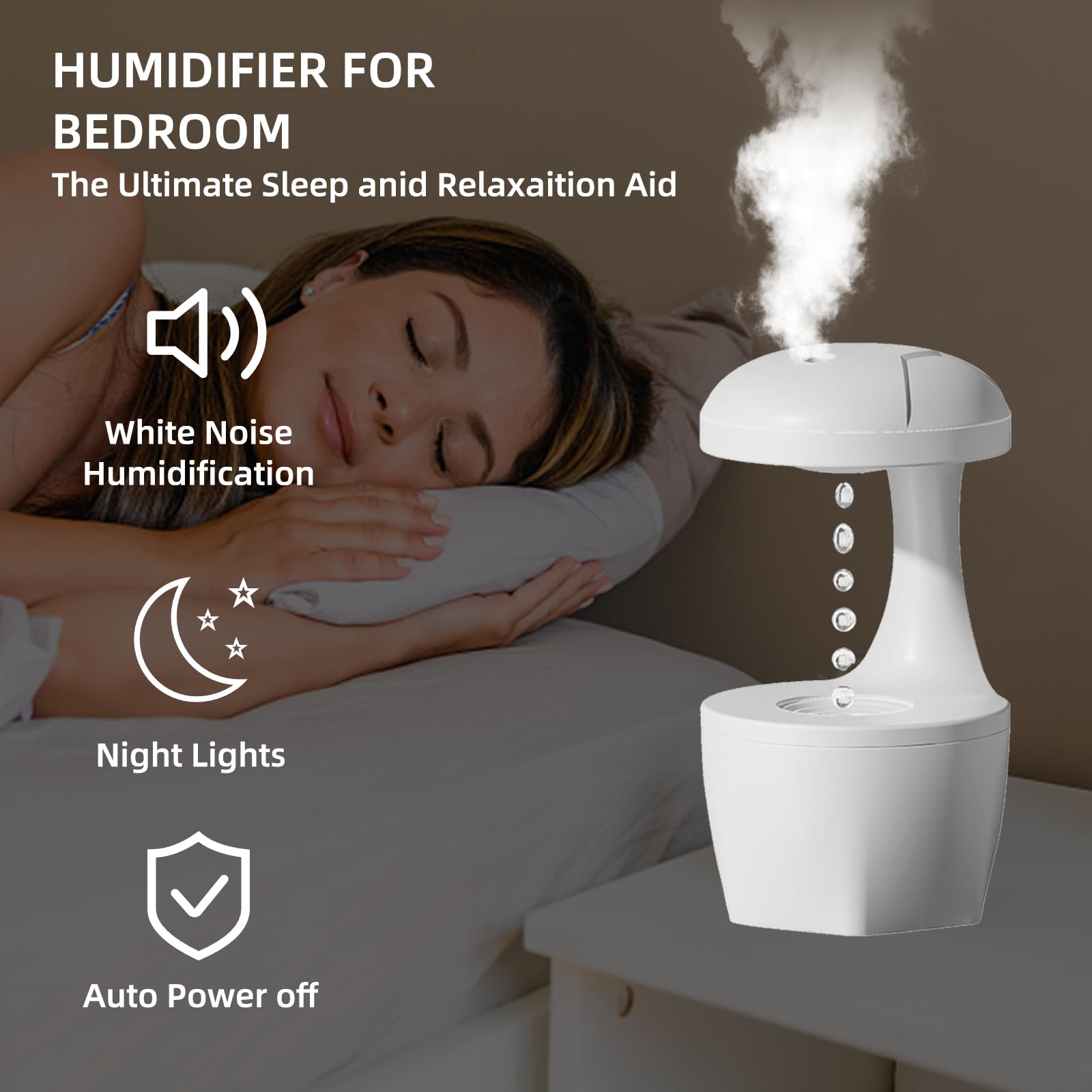 Snapklik.com : Reaeng Anti Gravity Water Drop Humidifier, 800ml Anti ...