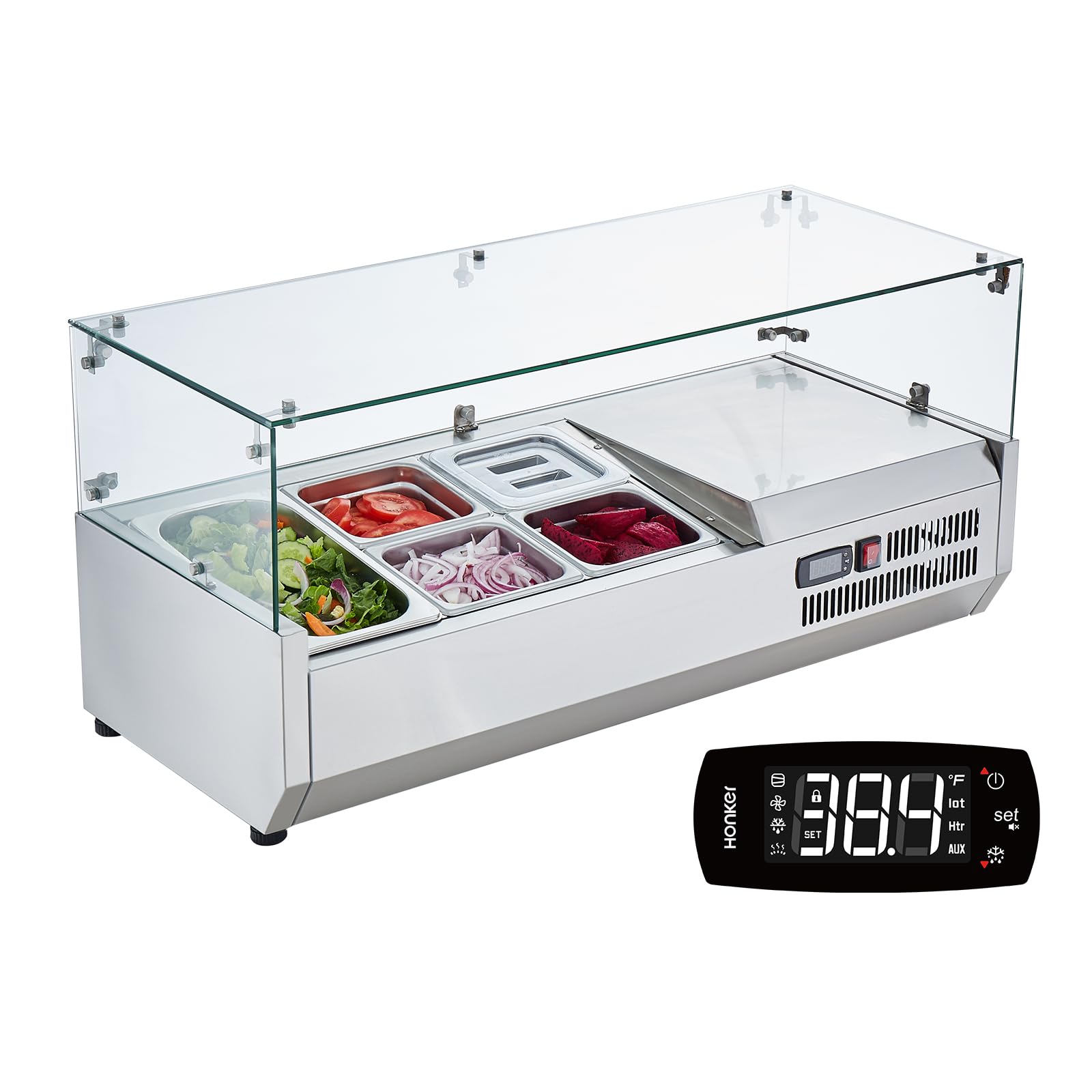 Amazon.com: VEVOR Refrigerated Condiment Prep Station, 130 W Countertop ...