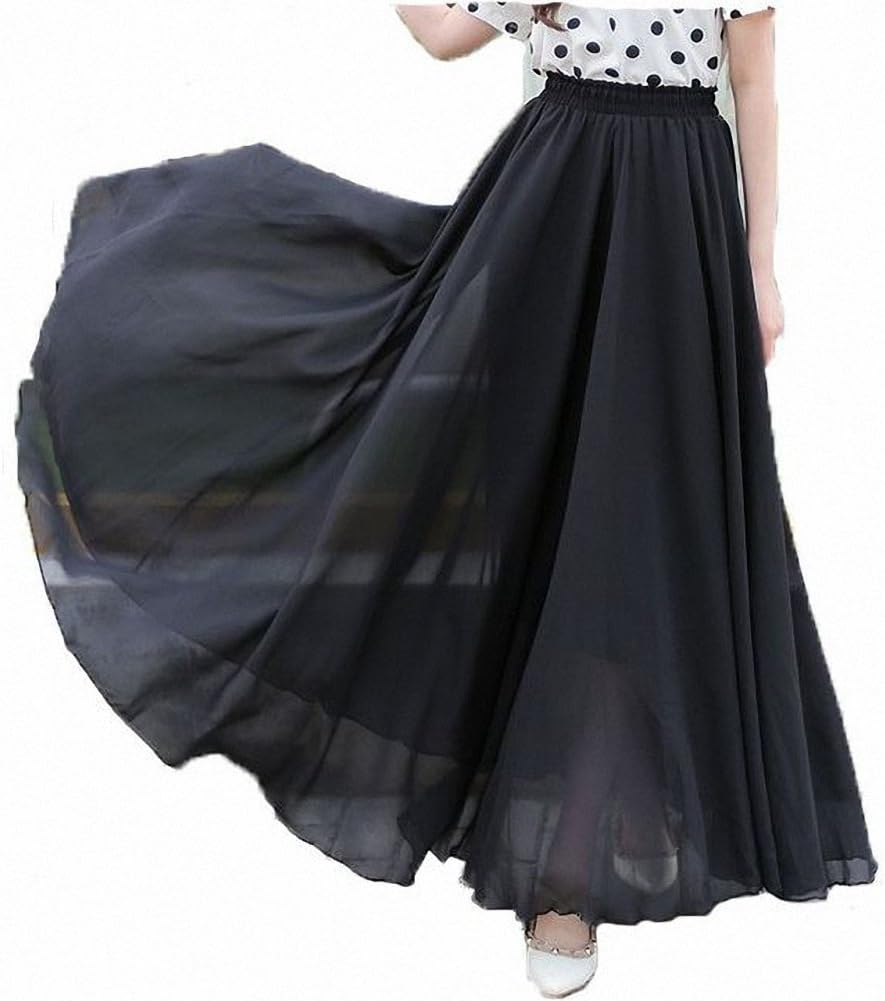 Afibi Womens Chiffon Retro Long Maxi Skirt Vintage Dress : Amazon.ca ...
