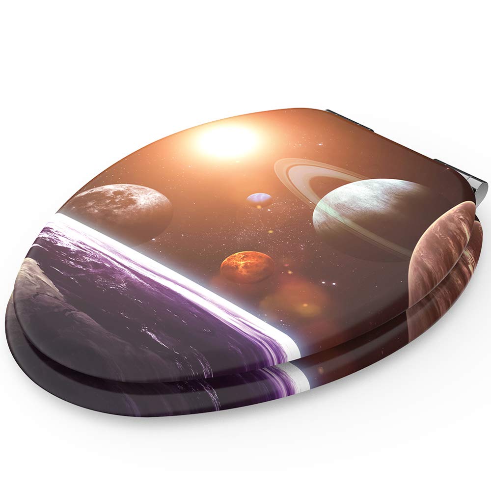 Sanilo ELONGATED, Silent Slow Close, Molded Wood Adjusting Toilet Seat ...