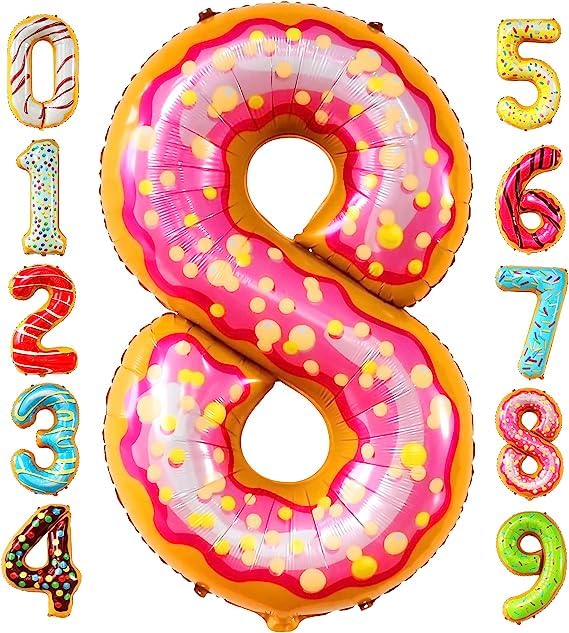 PARty FLAGs Number 8 Balloon, 8th Birthday Party Foil Mylar Number ...