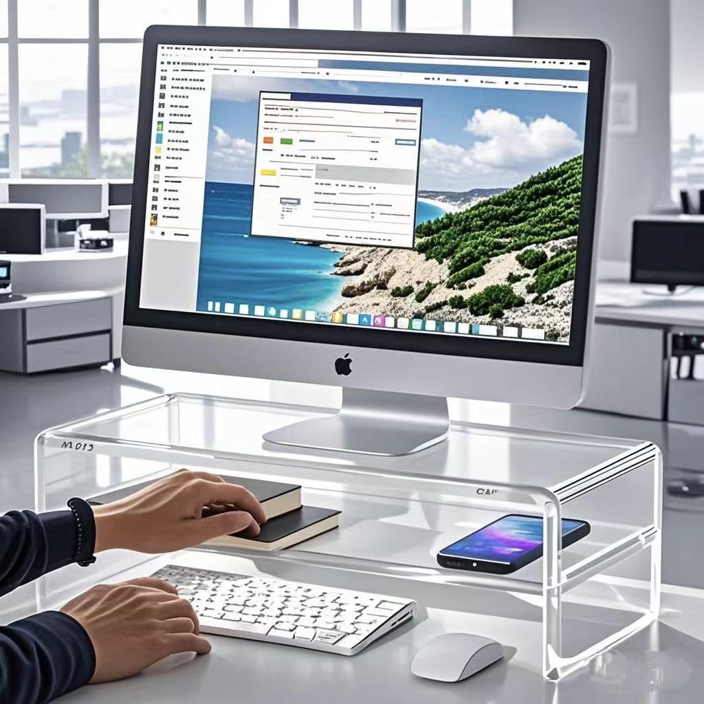 Amazon.com: DYCacrlic Clear Acrylic Computer Monitor Stand, Heavy Duty ...