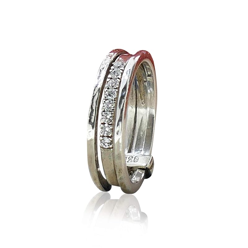 Amazon.com: Contemporary 925 Sterling Silver Stackable Ring With 0.64 ...