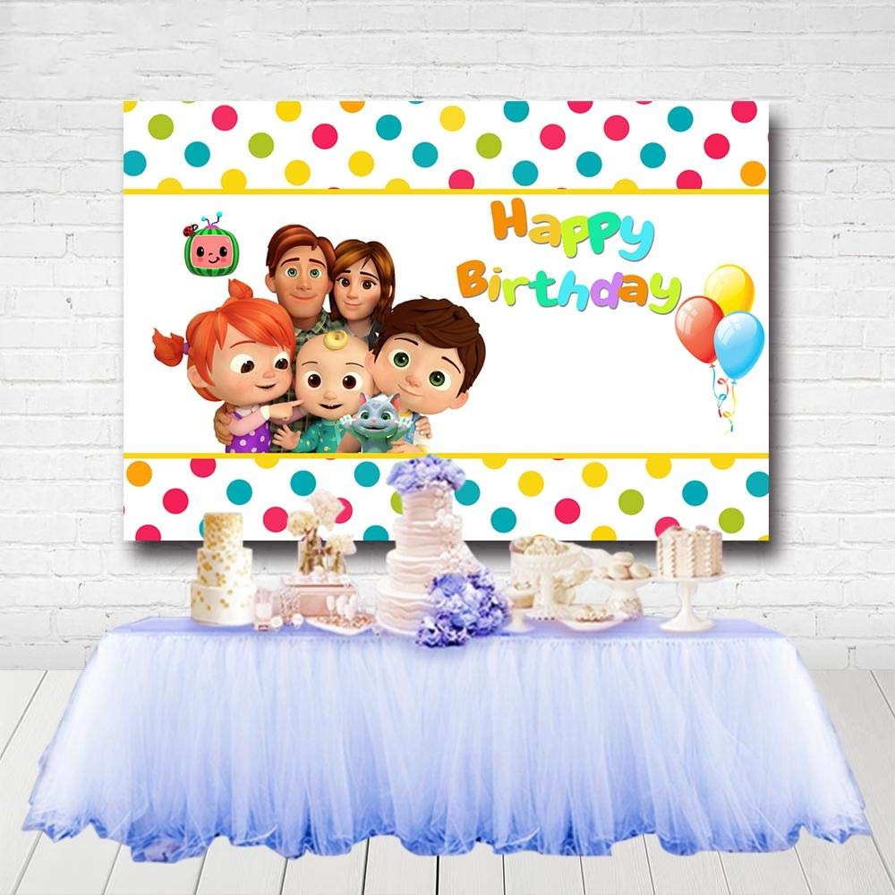 Cartoons Birthday Backdrop Colored Dots Family Cartoon Children ...