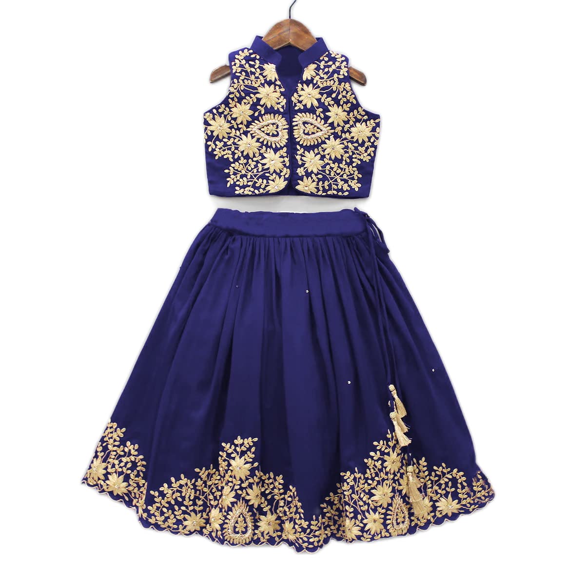 Buy integrity Girl's embriodery work Crop Top With Taffeta silk Lehenga ...