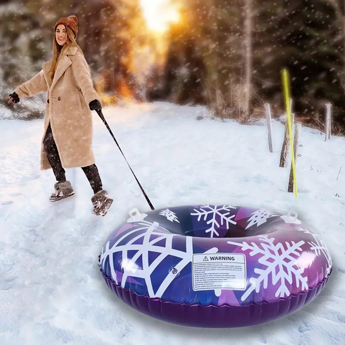 Inflatable Snow Tube,Snow Tube for Kids and Adults,Heavy-Duty Snow Tube ...