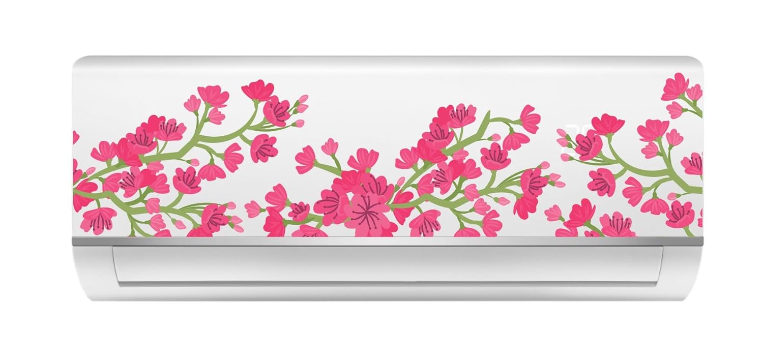 Decor Kraft AC Sticker Fridge Sticker Wall Sticker Pink Flower AC Stickers Standard Size (Pack ...