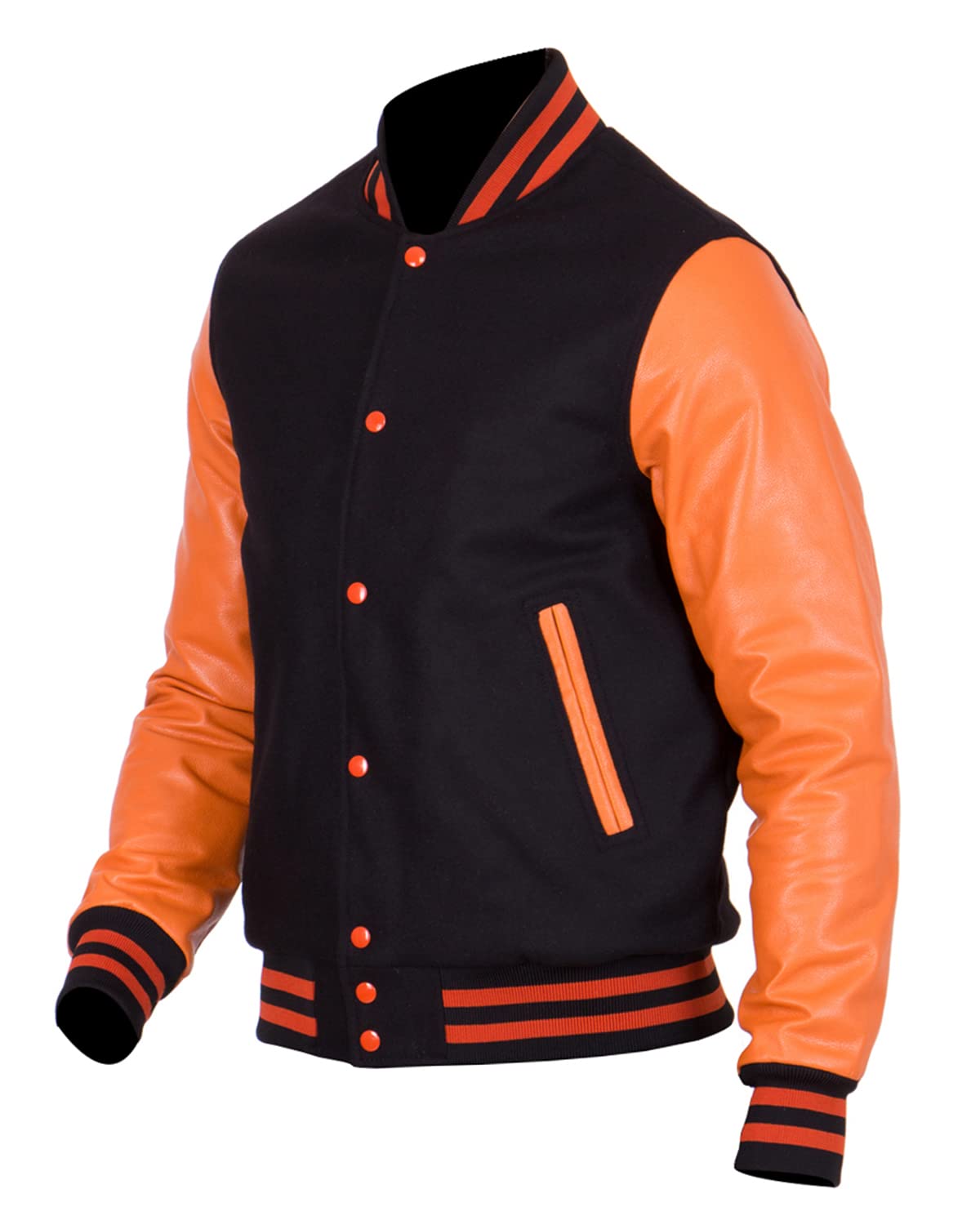 Snapklik.com : Mens Orange Varsity Letterman Jacket College Baseball ...