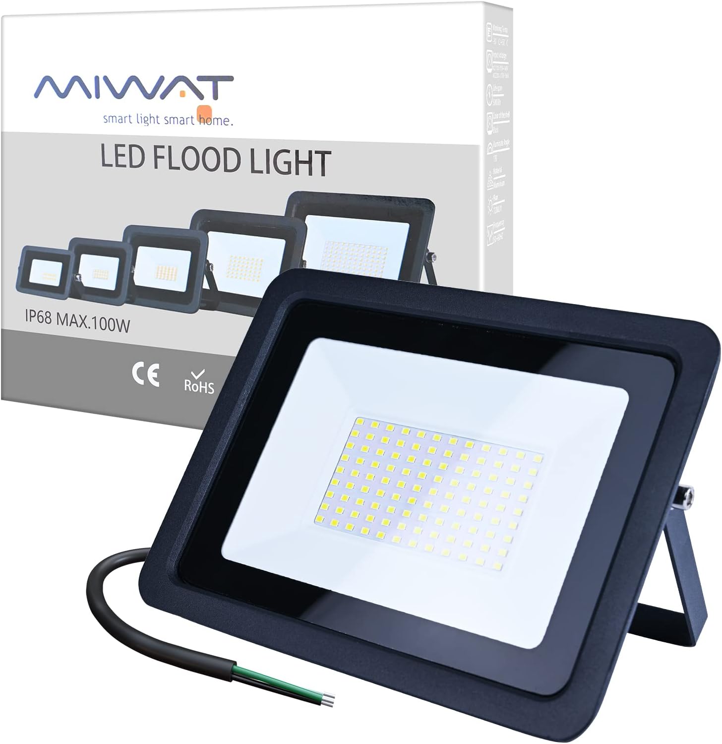 Amazon.com : HOOK 100W Led Flood Light AC 220V 230V 240V Outdoor ...
