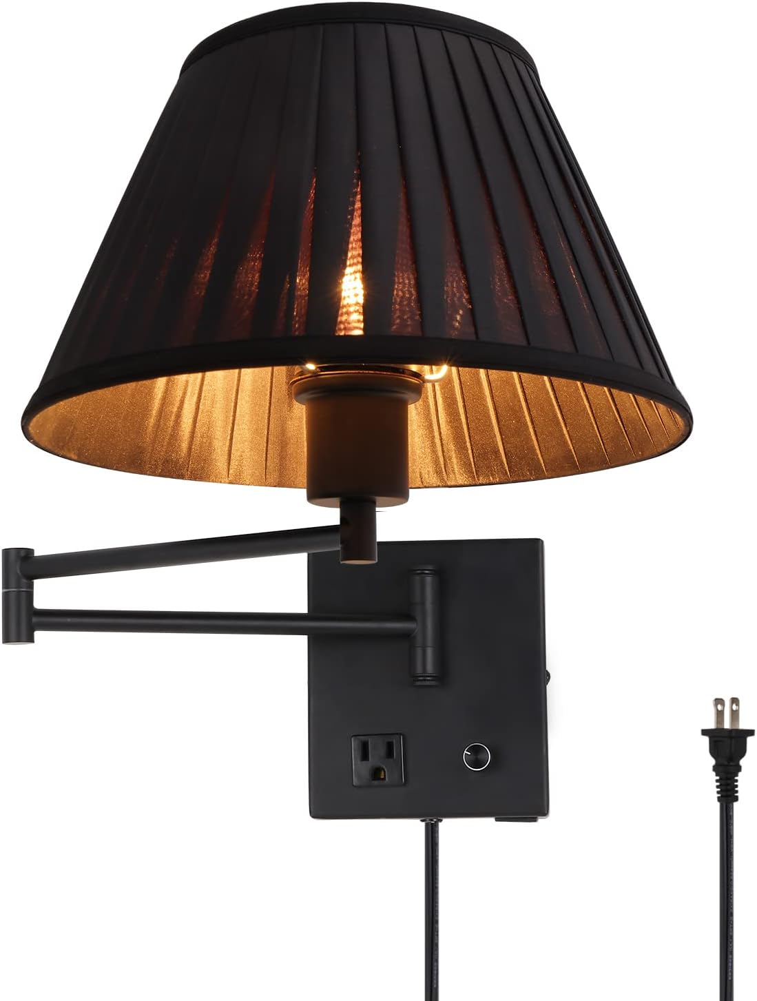 Plug in Wall Sconce 17"Swing Arm Wall Lamp with Plug in Cord and ...