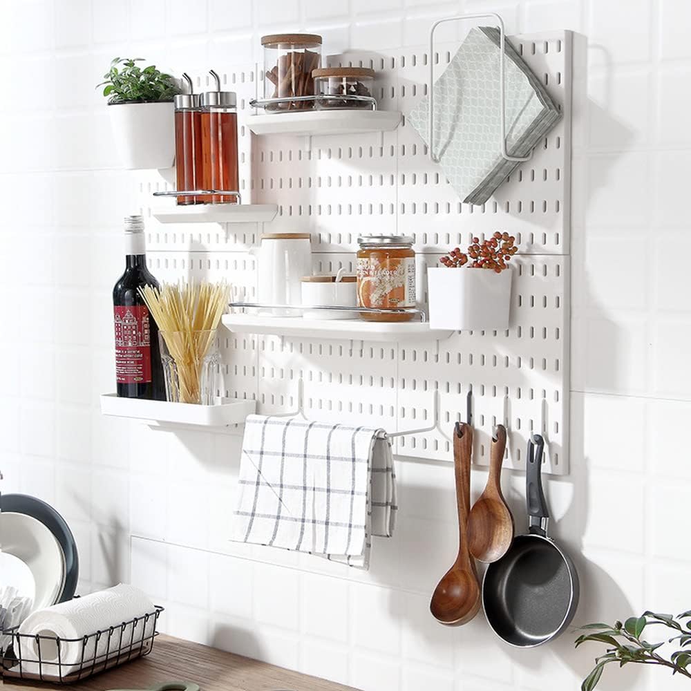 Gexmile Pegboard Wall Organiser Board White Plastic Pegboards Home and ...