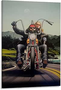 Amazon.com: TOYOCC Ghost Rider David Mann Motorcycle Canvas Art Poster ...