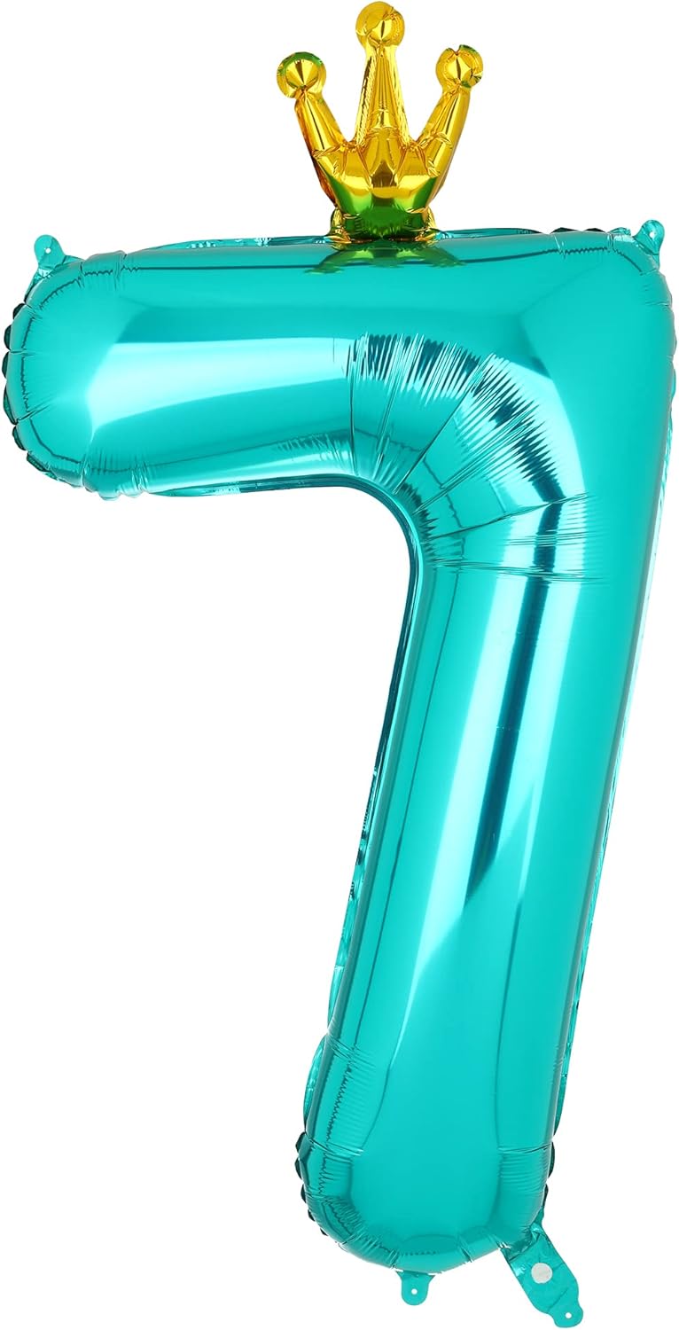 Amazon.com: 40 Inch 7 Teal Blue Number Balloons Mylar Foil Helium ...