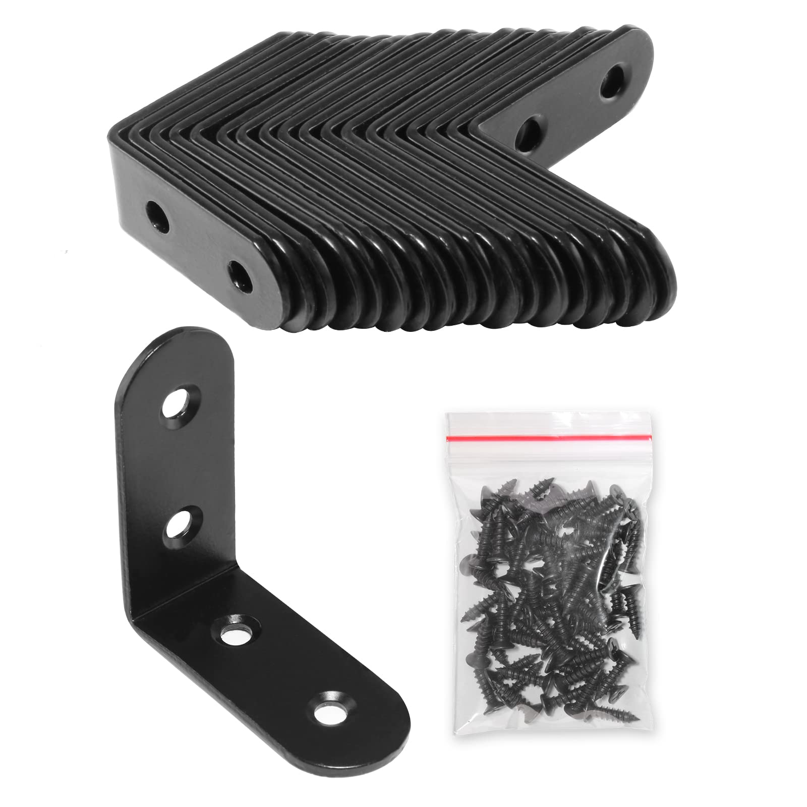 Snapklik.com : Rierdge 20 Pcs Black Corner Brace L Bracket, 50mm ...