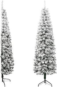 Amazon.com: CUMYZO Slim Artificial Half Christmas Tree with Flocked ...