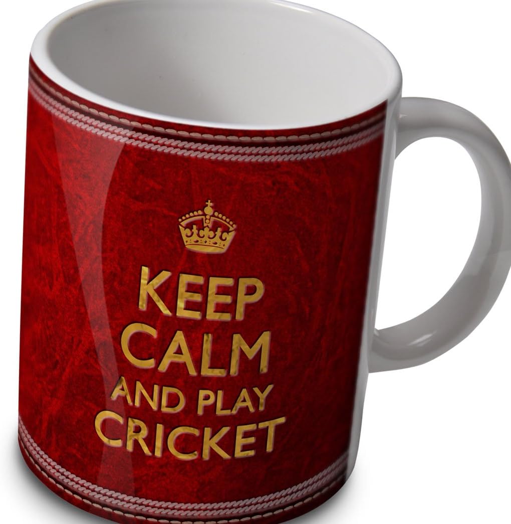 Keep Calm and Play Cricket Mug Cup Gift Retro : Amazon.co.uk: Home ...