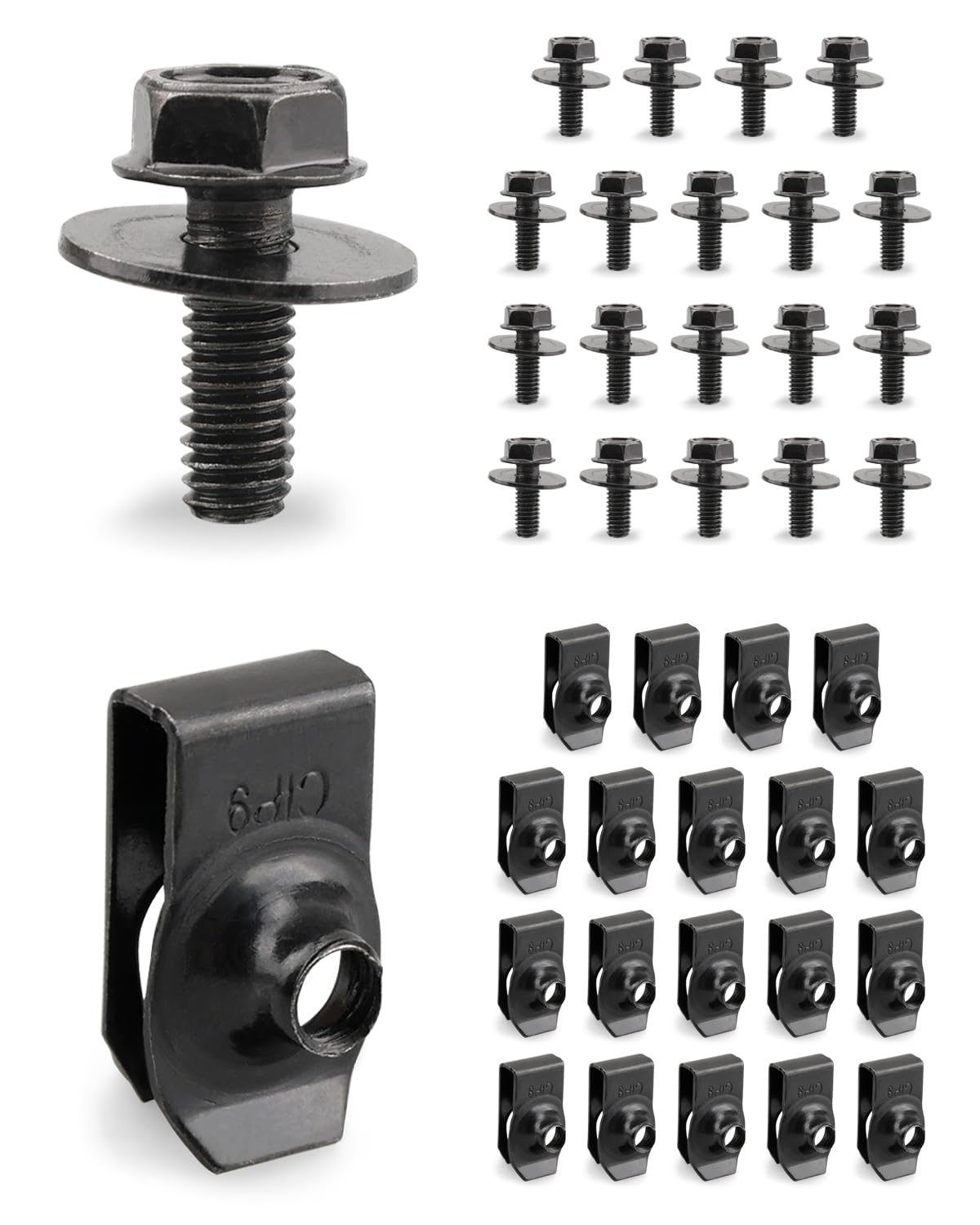 Amazon.com: Wujexuhe 40 Pcs M6-1.0 Bolts & U Nuts Extruded U Nuts Body ...