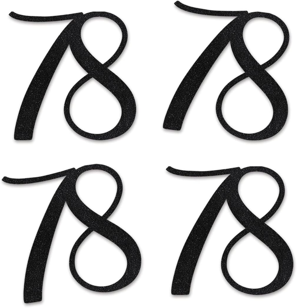 Amazon.com: Black Glitter 78 Cut-Out Numbers, 78th Birthday Party ...