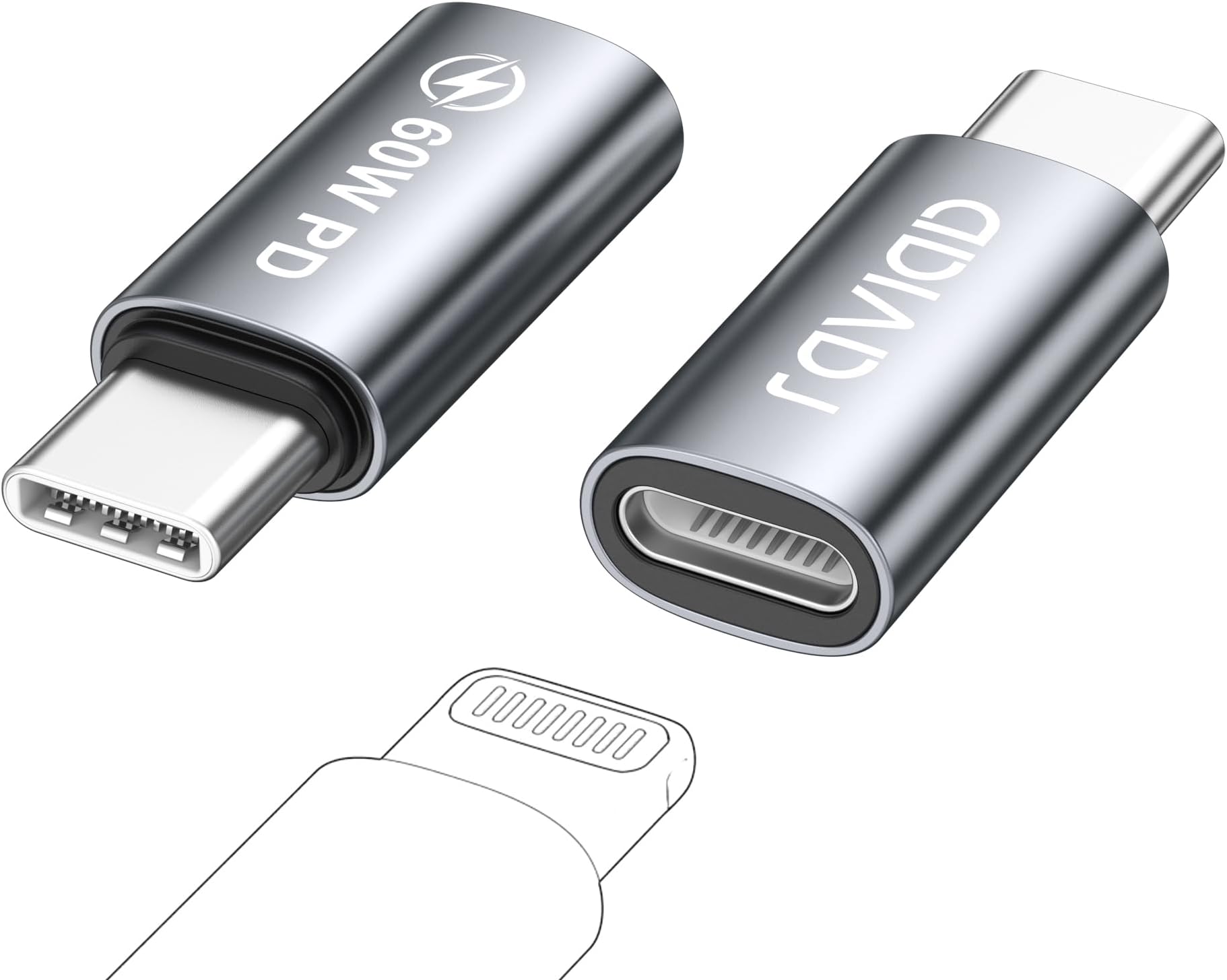 RAVIAD Lightning To USB C Adapter (2pack) Lightning Female to USB C ...