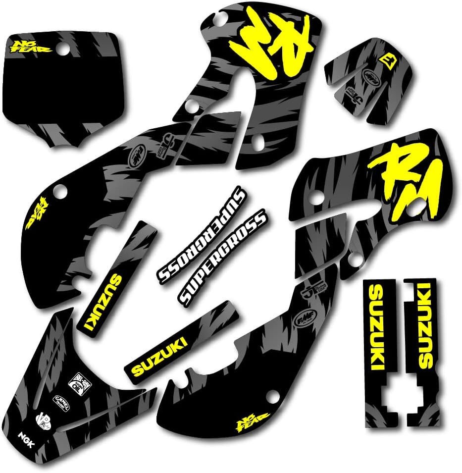 Amazon.com: Black Yellow Fierce Graphics Kit Fits 01-21 Suzuki RM65 RM ...