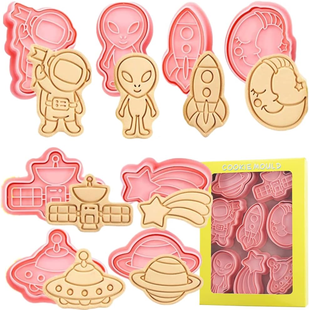8 Pcs Space Themed Cookie Cutters Plastic Cookie Shapes Cutters Cartoon ...
