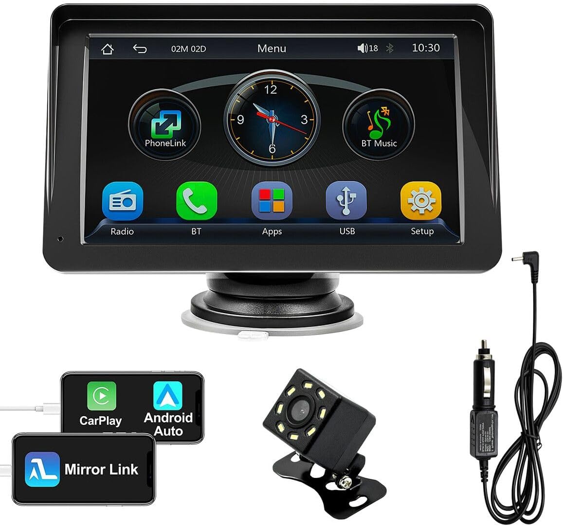7 Inch Portable Car Stereo Head Unit Apple CarPlay Android Auto ...
