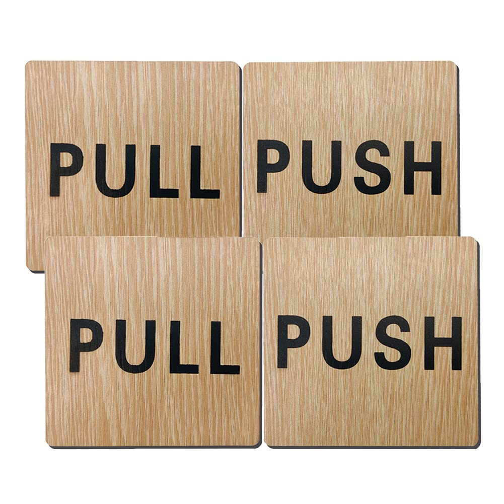Buy Sirozi 2 Sets Push Pull Door Stickers Sign, Wooden Square Sliding ...