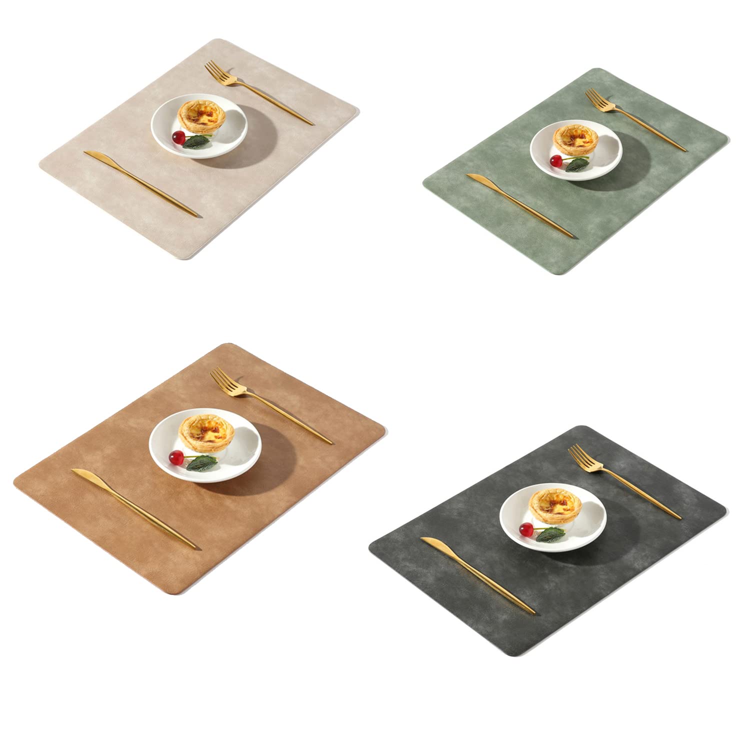 Amazon.com: Univo Colors Washed Cowhide Pattern PU Leather Placemats ...