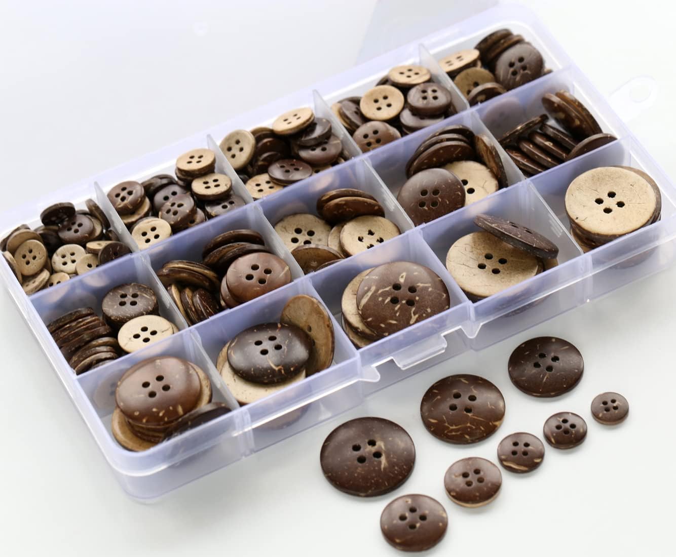 Amazon.com: GANSSIA 266 PCS Coconut Shell Buttons 8 Sizes Assorted ...