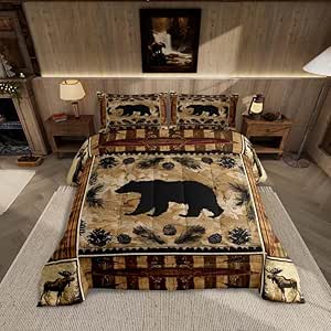 Amazon.com: Feelyou Black Bear Comforter Set Queen Western Rustic Cabin Decor Bedding Tribal ...