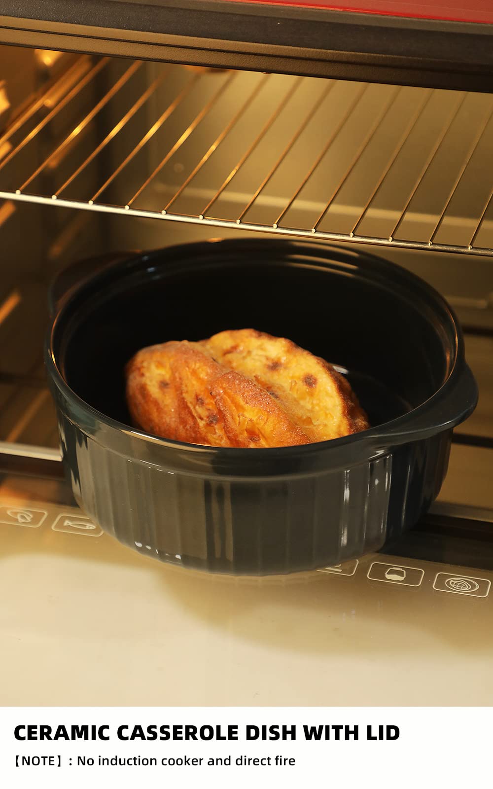 Snapklik.com : HAOTOP 2-Quart Ceramic Deep Casserole Dish