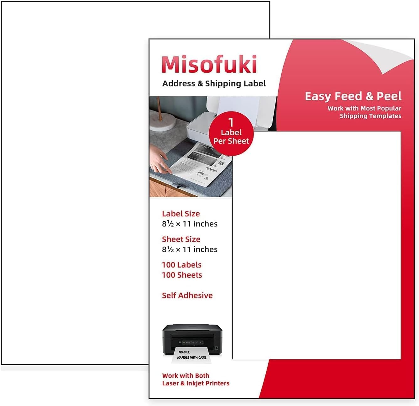 Snapklik.com : 100 Sheets 100 Labels 8.5 X 11 Full Sheet Shipping ...