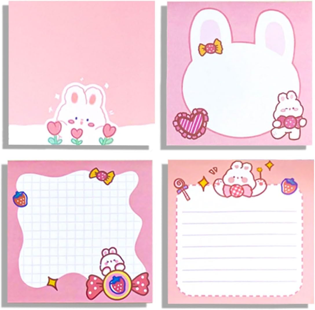 Amazon.com : 4Pack Cute Sticky Notes Pink Sticky Notes 3x3 Kawaii ...